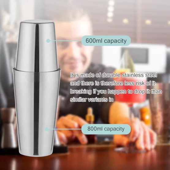 INF Coffret cocktail avec shaker Boston en Inox - 10 pièces