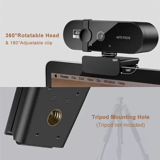 INF Webcam W66 Pro 4K Ultra HD avec Carte TF 32G, Mise au Point